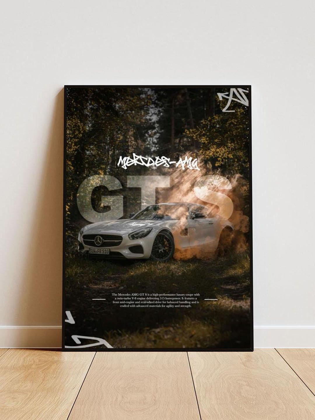 Mercedes GTS Poster With Frame, Car Poster, Gift for Car Lovers ...