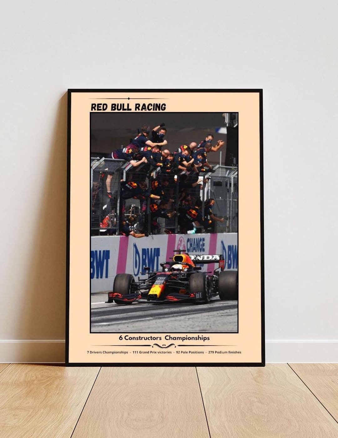 Red Bull F1 Team Poster With Frame, Formula 1 Poster, F1 Aesthetics ...