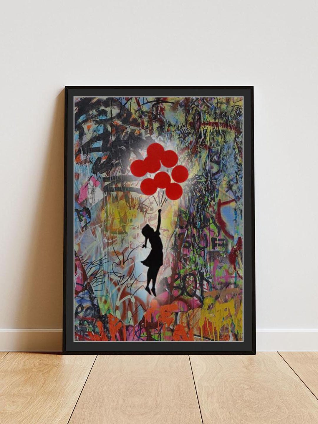 Banksy Balloon Girl Poster With Frame, Graffiti Art Poster, Poster for ...