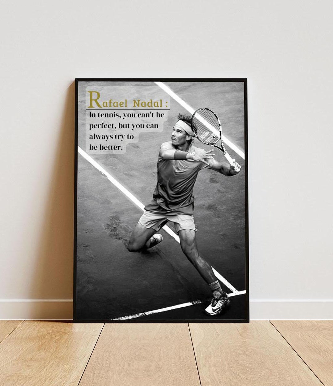 Rafael Nadal Tennis Poster With Frame, Sports Wall Art, Aesthetic ...