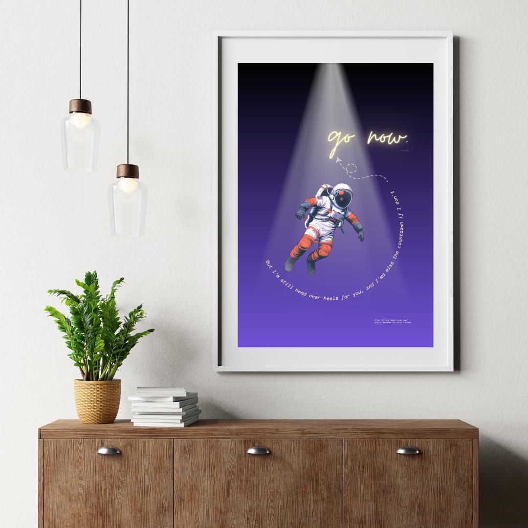 Rolled Posters, Astronaut Heartbreak Song Lyric Theme Art Print, Wall ...