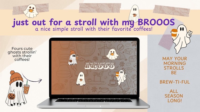 Ghost Coffee Desktop Wallpaper, Fall Halloween Theme (instant Download ...