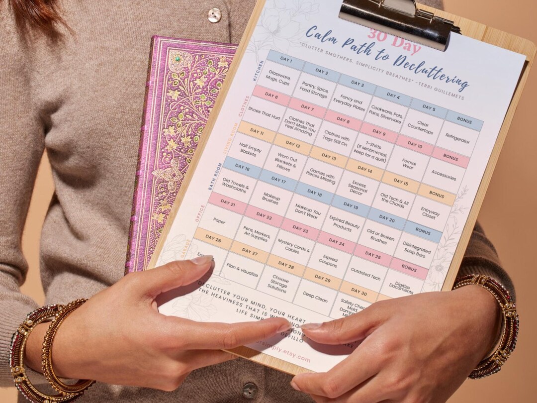 30 Day Calm Declutter Checklist. Guides You Through One Task a Day for ...