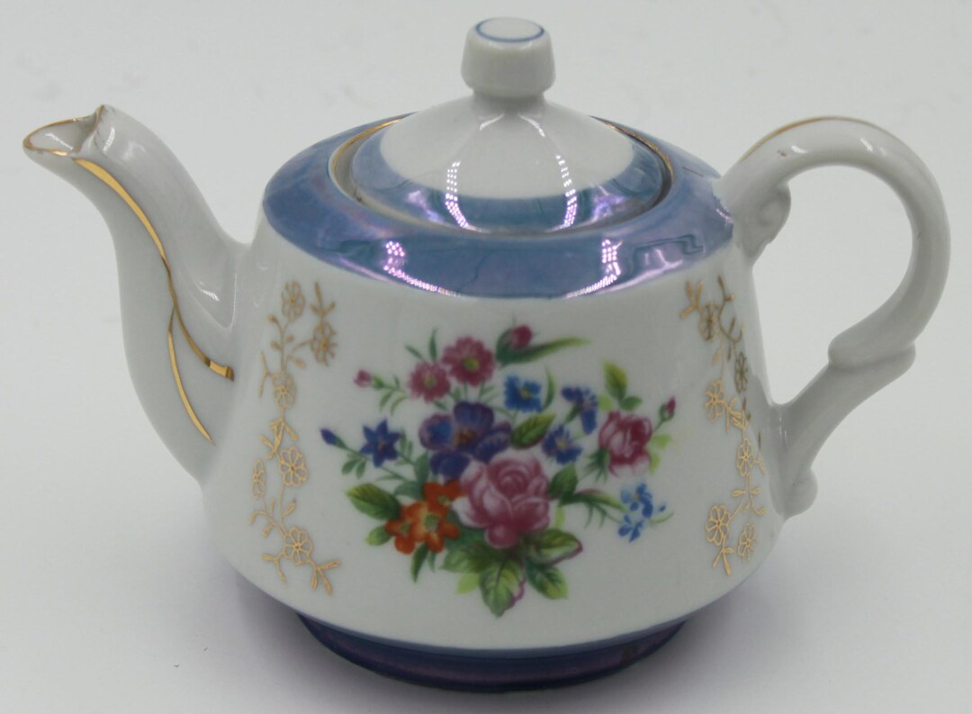 Vintage Japanese Lusterware Blue and White Mid-century Teapot - Etsy