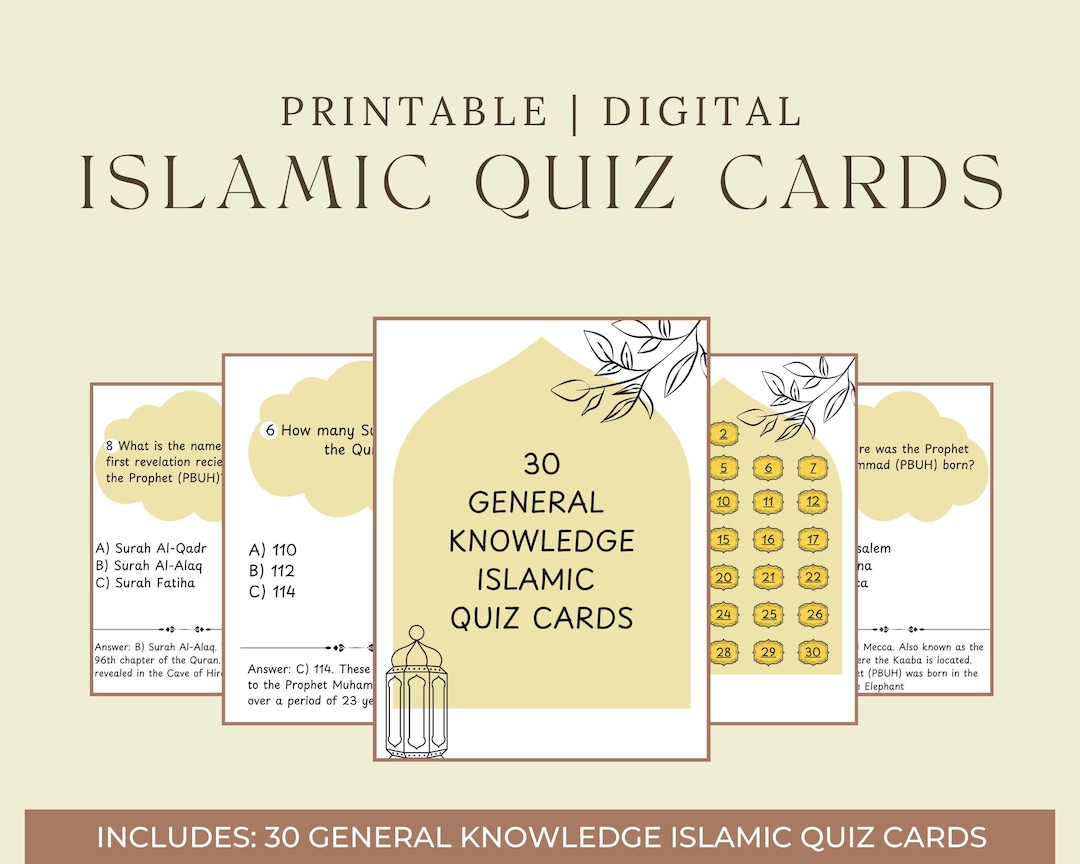 Islamic Trivia Quiz Cards: Fun Islamic Learning (digital & Printable ...