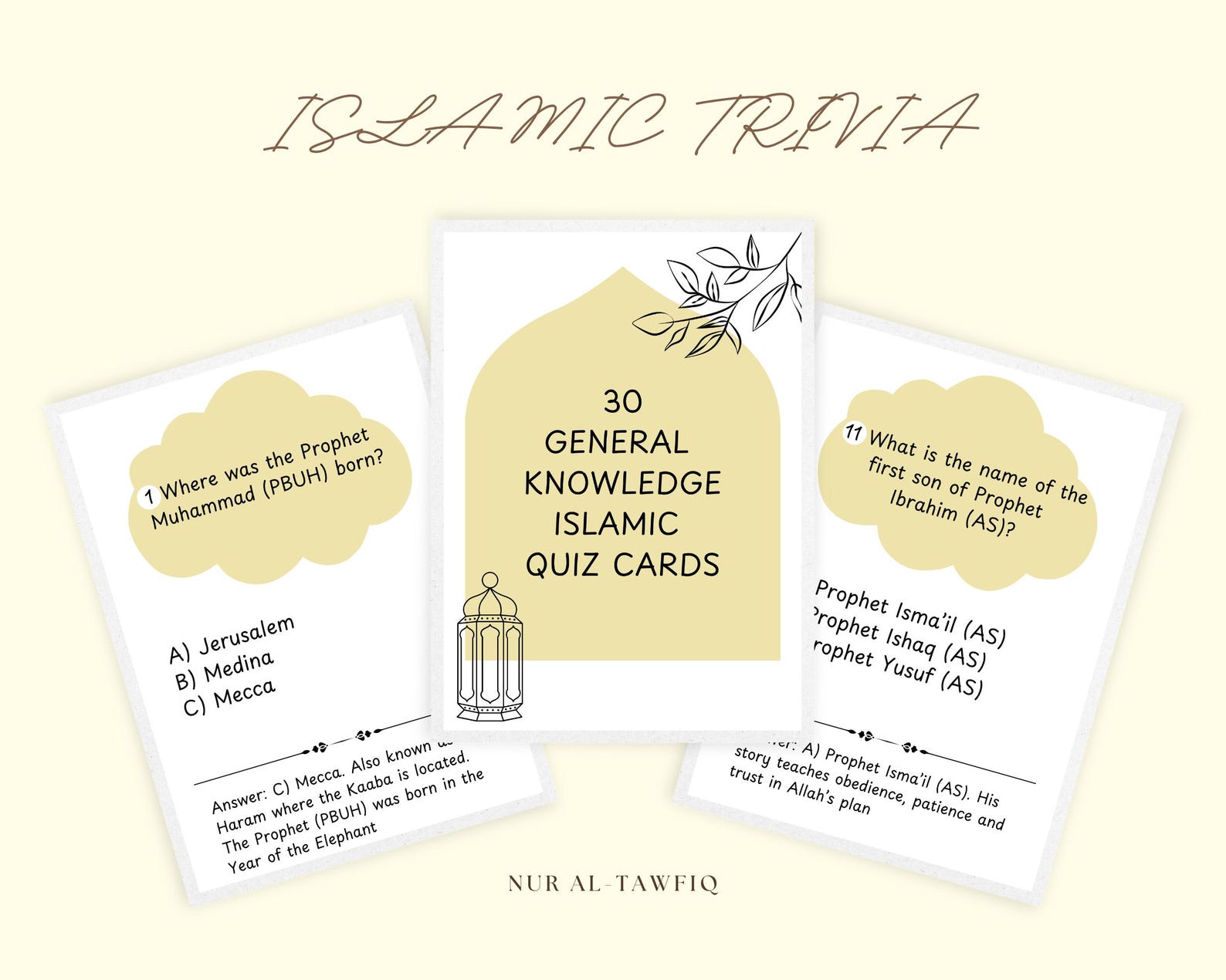 Islamic Trivia Quiz Cards: Fun Islamic Learning (digital & Printable ...