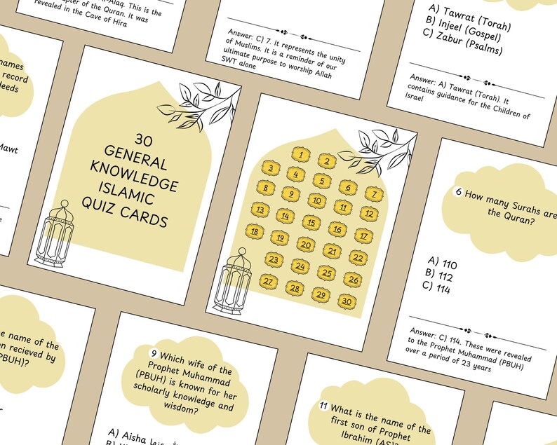 Islamic Trivia Quiz Cards: Fun Islamic Learning (digital & Printable ...