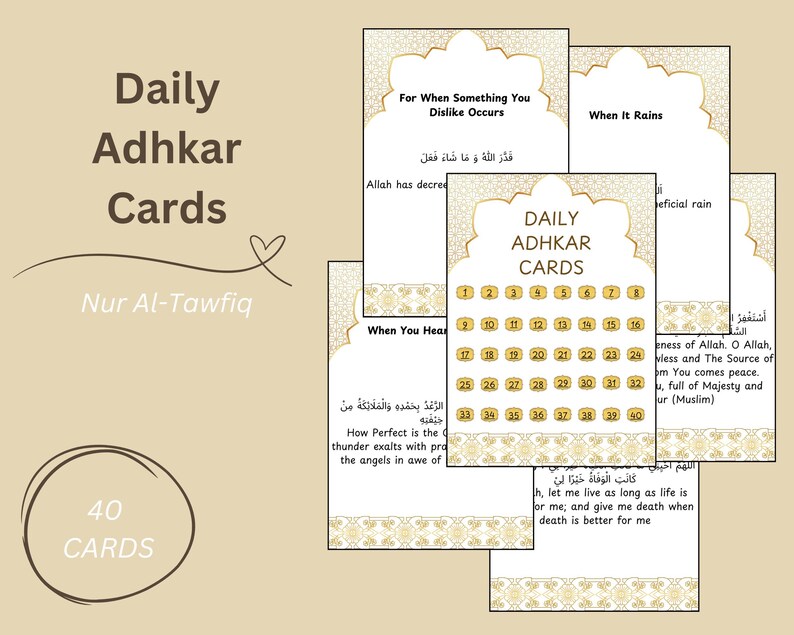Daily Adhkar Cards - Islamic Prayer, Supplication, Dhikr (digital ...