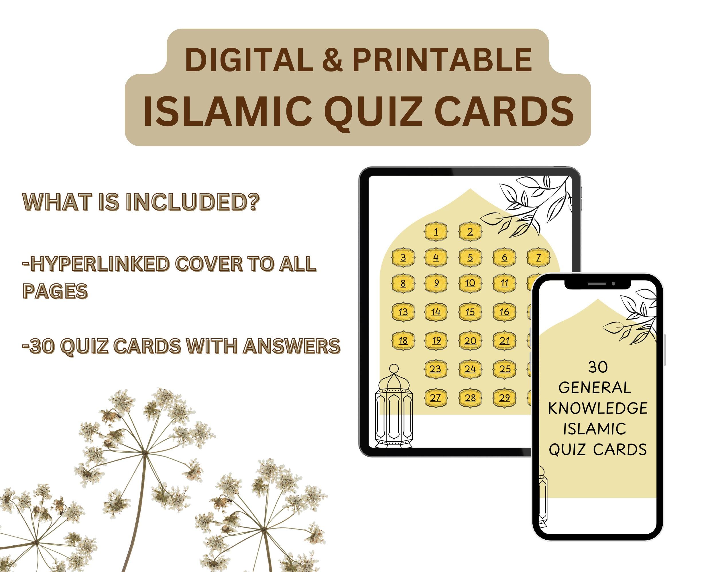 Islamic Trivia Quiz Cards: Fun Islamic Learning (digital & Printable ...