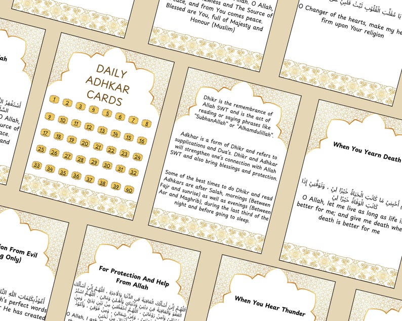 Daily Adhkar Cards - Islamic Prayer, Supplication, Dhikr (digital ...