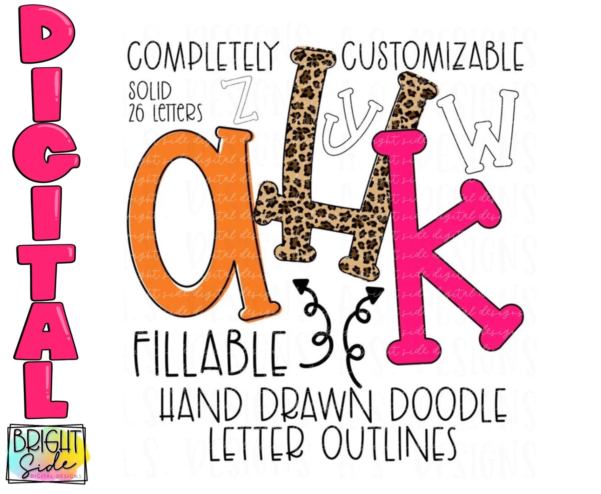 Fillable Doodle Alpha Set 1 - Etsy