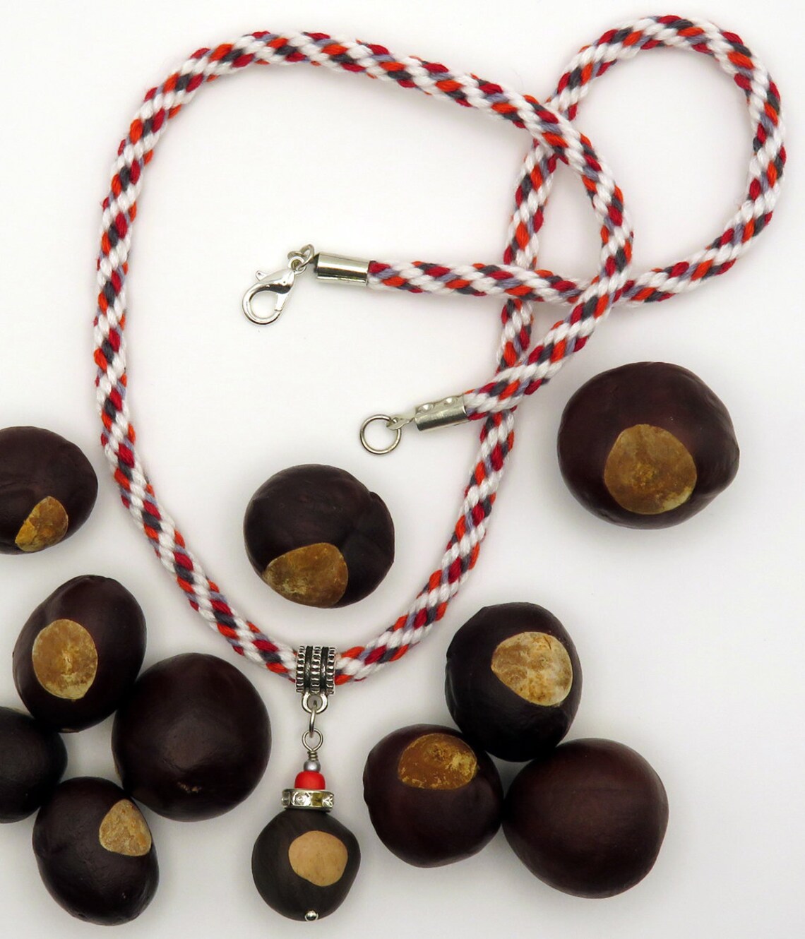Buckeye Bead Necklace, Kumihimo Braided Cord, Ohio State Fan Gift - Etsy