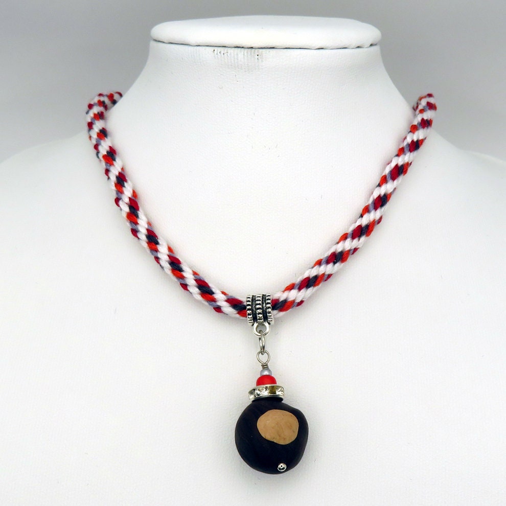 Buckeye Bead Necklace, Kumihimo Braided Cord, Ohio State Fan Gift - Etsy