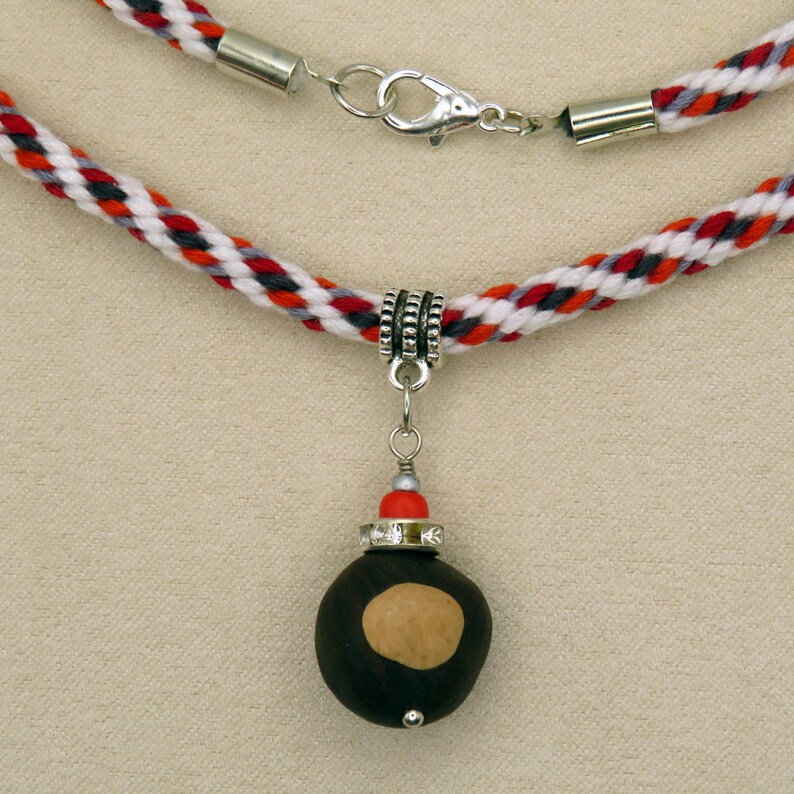 Buckeye Bead Necklace, Kumihimo Braided Cord, Ohio State Fan Gift - Etsy