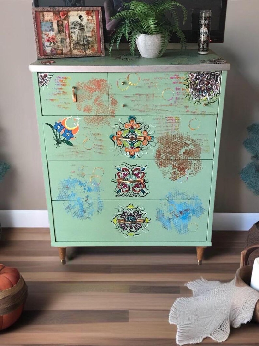 Colorful Bohemian Chest of Drawers Artisan Crafted One-of-kind Retro - Etsy