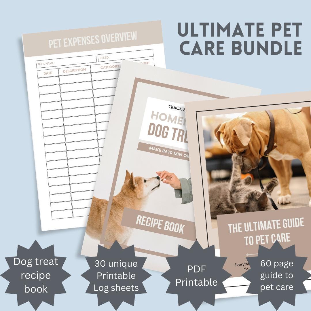 Digital Pet Care Tracker Log Bundle, Printable Dog Treat Recipes ...