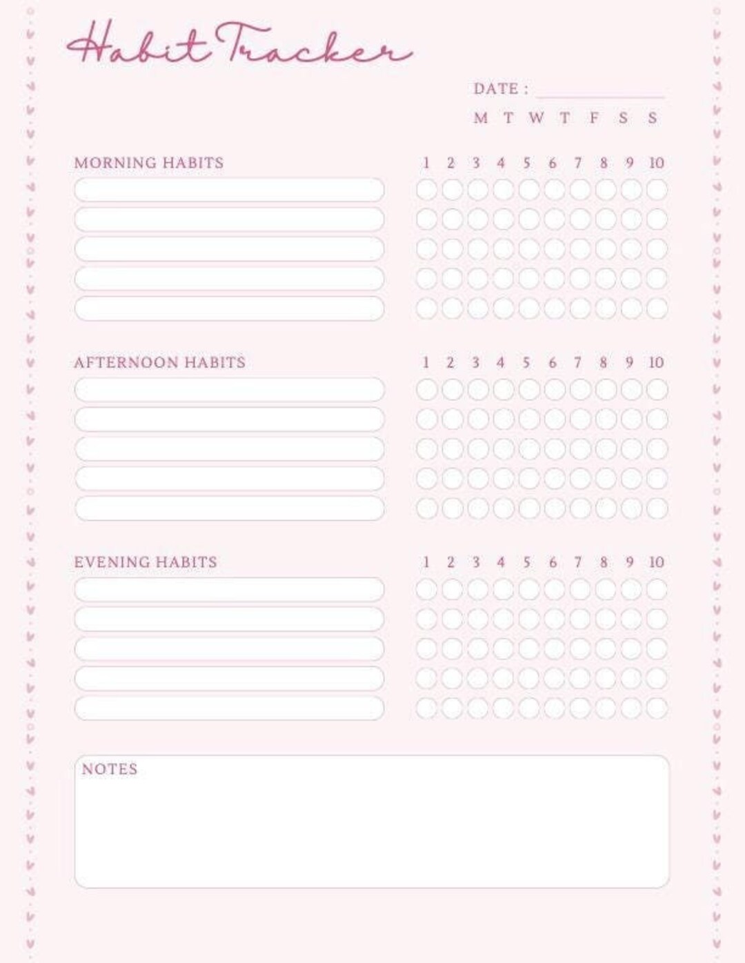 Minimalist Pink Habit Trackers | Undated Custom Daily Goal Planners ...