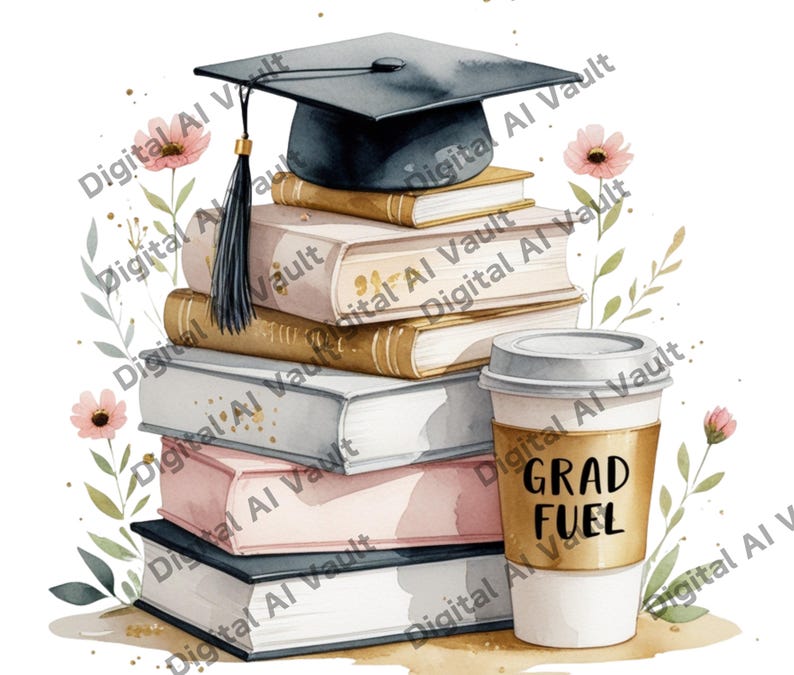 Graduation Watercolor Clipart, Class of 2025 PNG, Graduation Cap ...