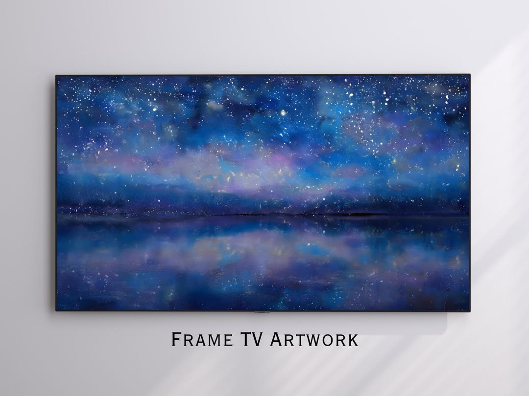Galaxy Night Sky Frame TV Art: Deep Blue Cosmic Print (digital Download ...