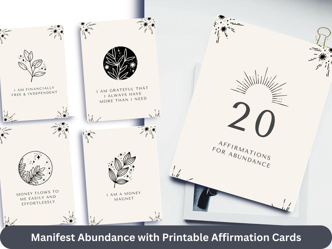 Abundance Affirmation Cards – Printable Positive Mindset Deck for ...