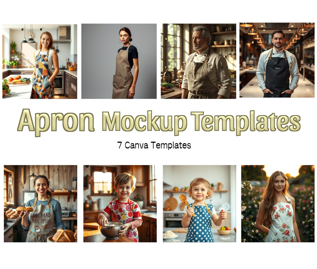 Apron Mockup Bundle, Canva Apron Template, Kitchen Apron Mockup, Chef Apron Mockup, Cooking ...