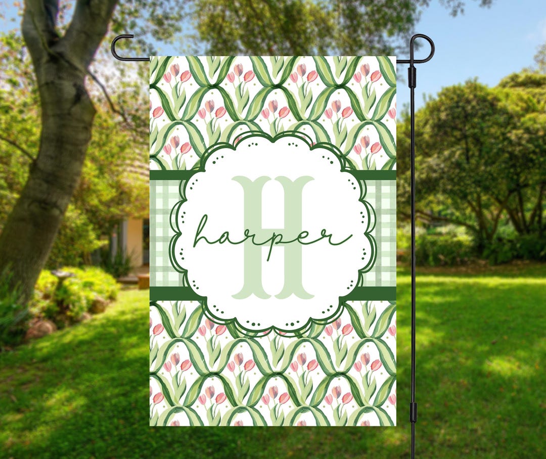Personalized Tulip Monogram Garden Flag - Etsy