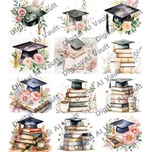 Graduation Watercolor Clipart, Class of 2025 PNG, Graduation Cap ...