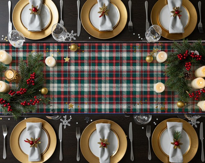 Christmas Plaid Tartan Table Runner - Ralph Lauren Style Plaid Xmas ...