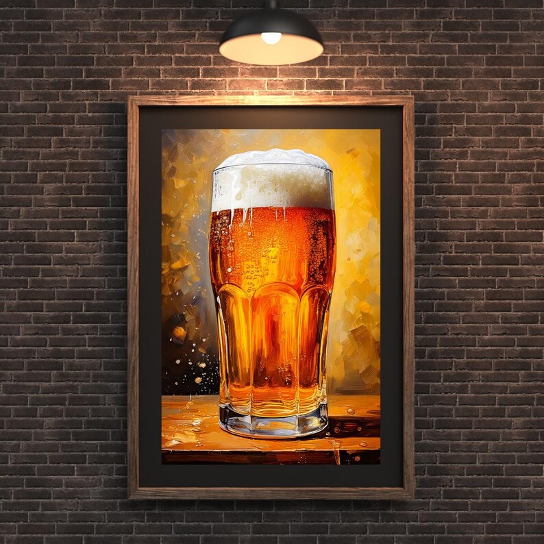 Beer Wall Art Printable Still Life Beer Artwork Rustic Beer Painting ...