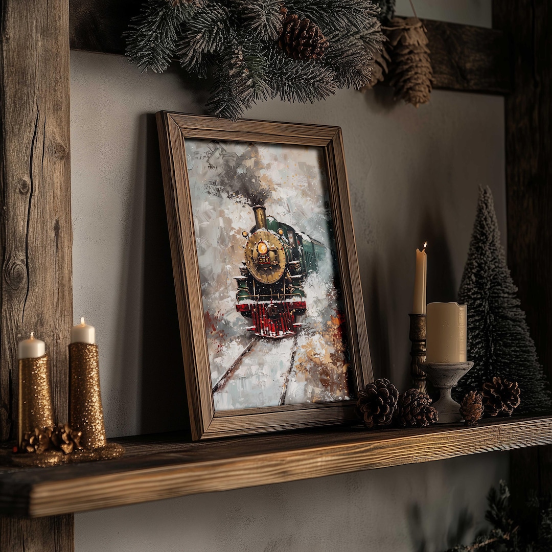 A Vintage Christmas Themed Steam Train Emerging Through the Snow and ...
