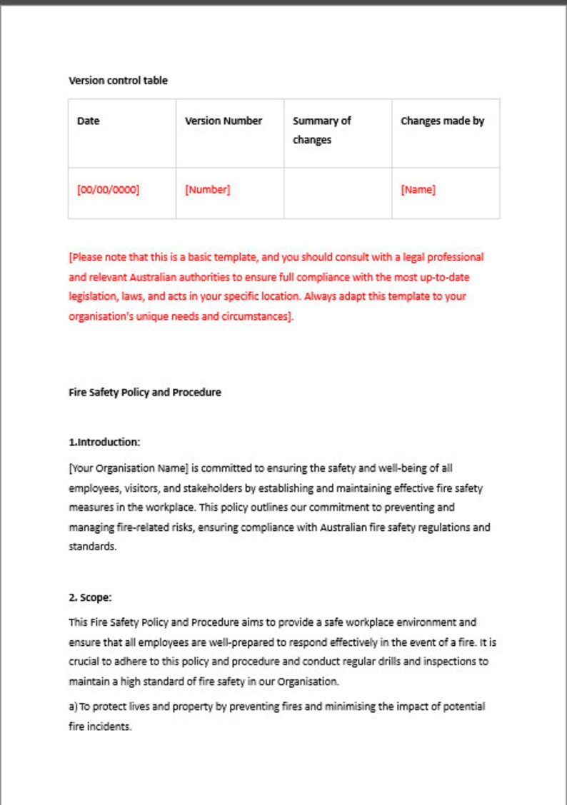 Fire Safety Policy and Procedure - Etsy