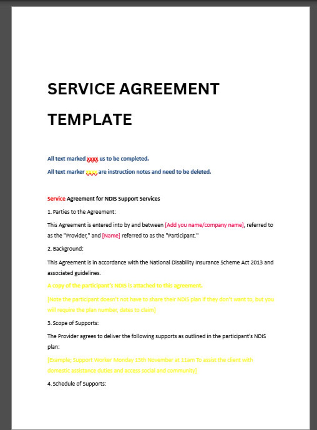NDIS Service Agreement - Etsy