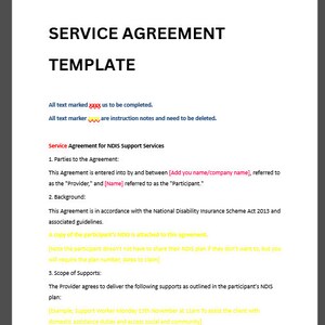 NDIS Service Agreement - Etsy