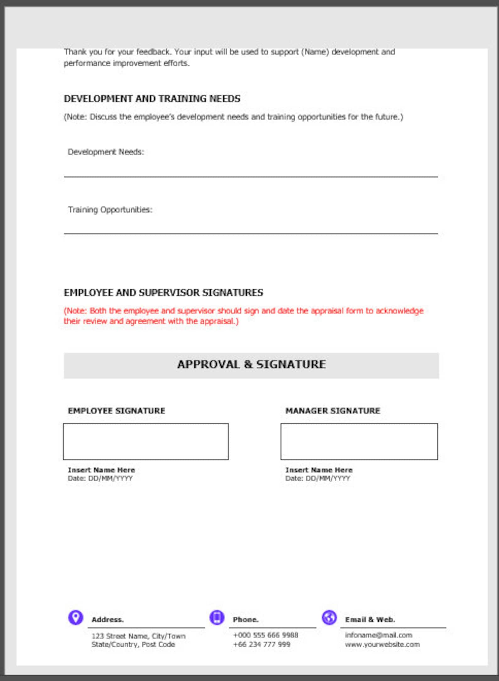 360 Degree Appraisal Form Template Document for Any Staff in the ...