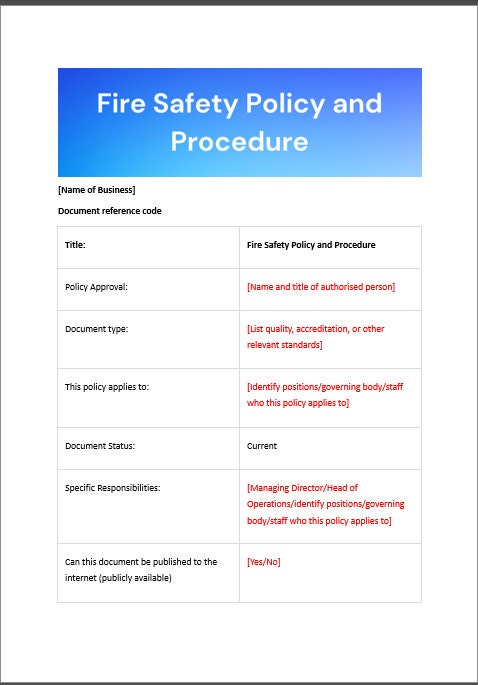 Fire Safety Policy and Procedure - Etsy