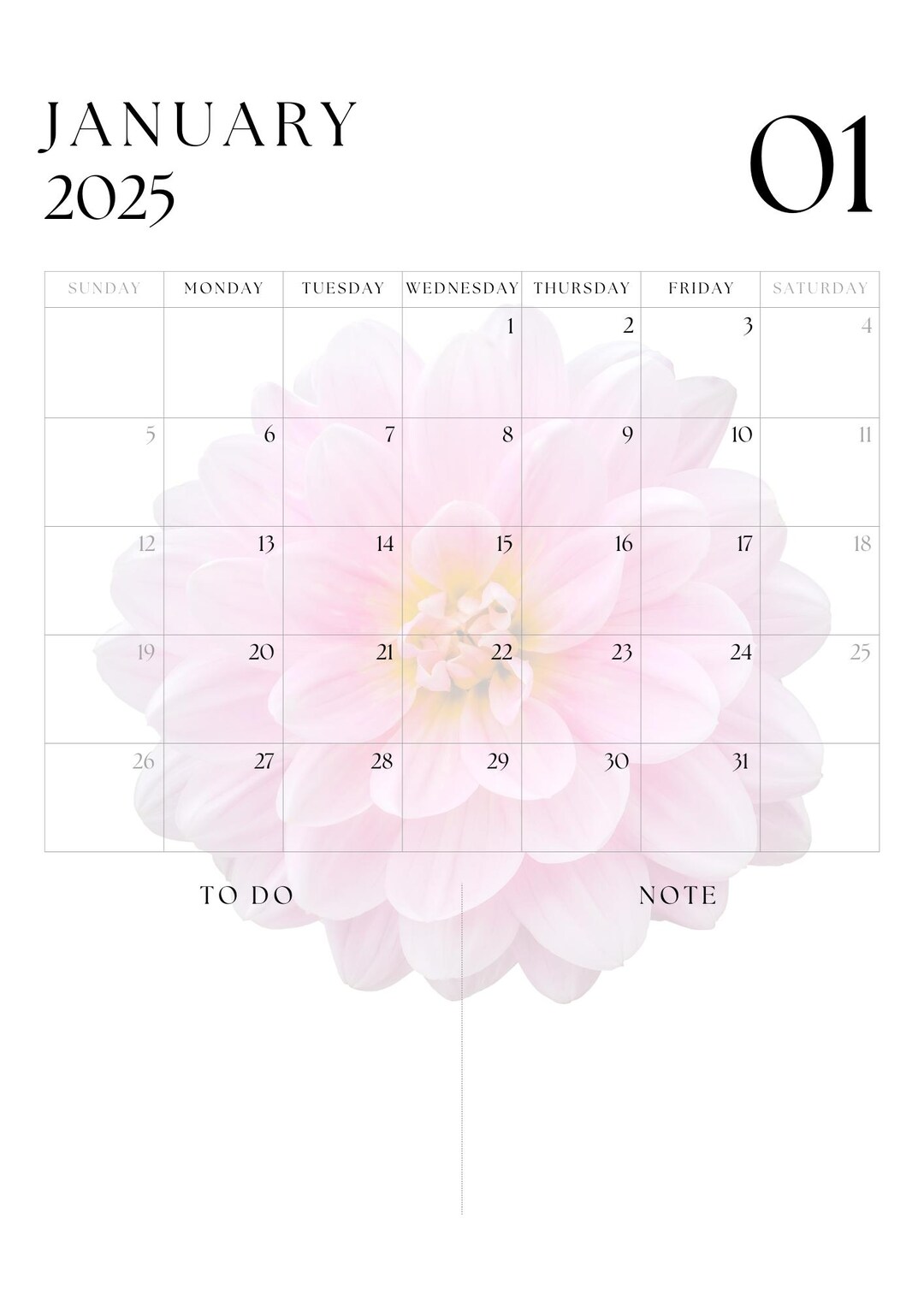 Flower Themed Printable Calendar for 2025 - Etsy