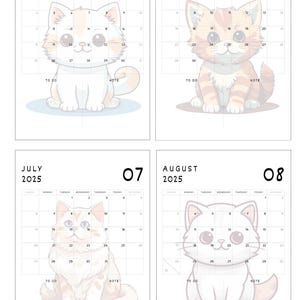Cat Themed Printable Calendar for 2025 - Etsy