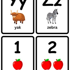 ABC & 123 Flash Cards | Kids Learning Printables (digital Download) - Etsy