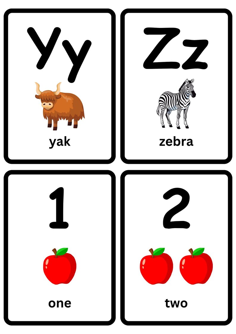 ABC & 123 Flash Cards | Kids Learning Printables (digital Download) - Etsy