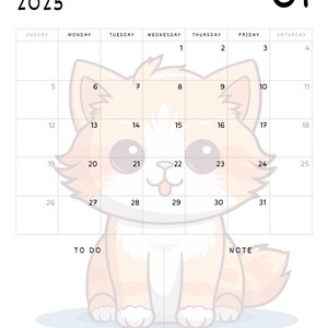 Cat Themed Printable Calendar for 2025 - Etsy