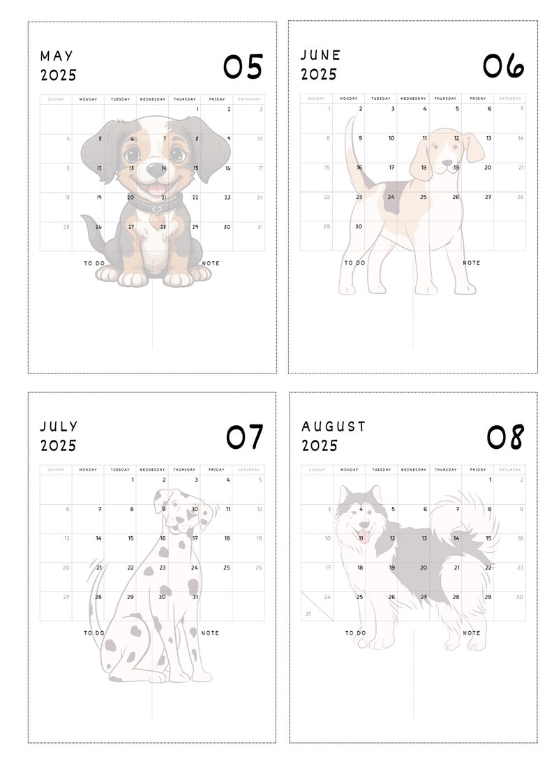 Dog Themed Printable Calendar for 2025 - Etsy