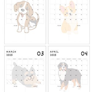 Dog Themed Printable Calendar for 2025 - Etsy