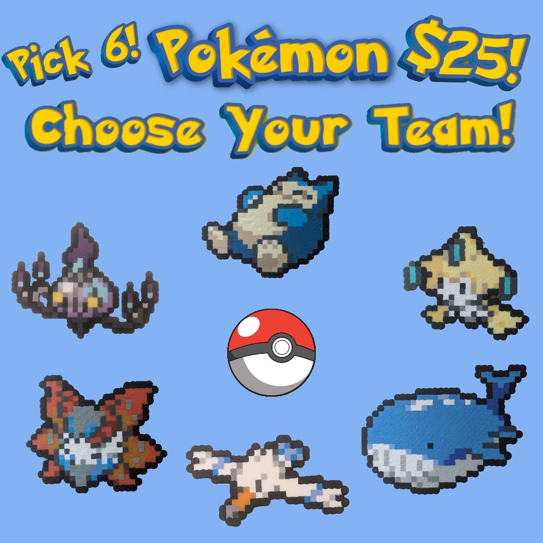 Custom Pokemon Bead Sprites Build Your Team of 6 - Etsy