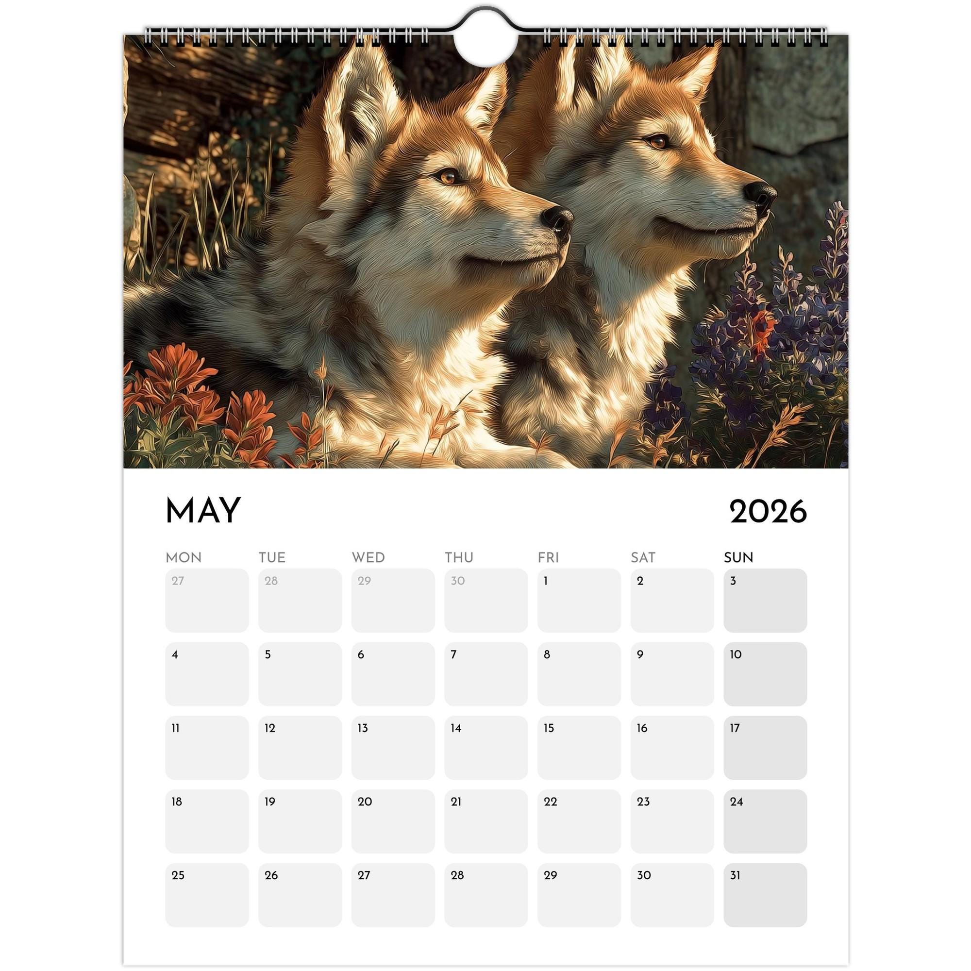 2026 Wolves Seasonal Calendar (US & CA) - Etsy