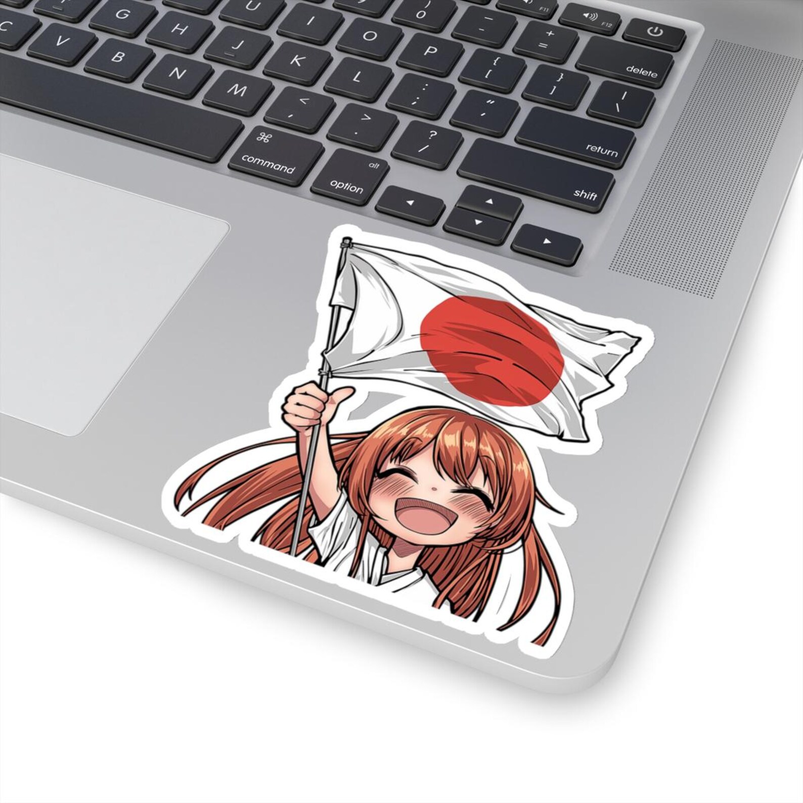 Smiling Anime Character Waving the Flag of Japan Sticker - Etsy