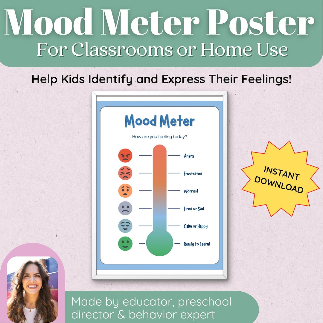 Mood Meter Poster, Supporting Emotions - Pre K, Montessori Learner ...