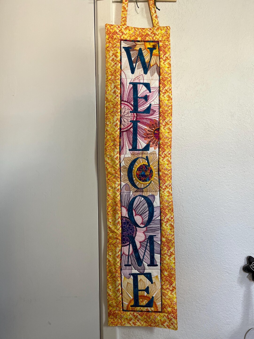 Quilted Embroidered Welcome Flag, or Indoor Wall Hanging 8.5” X 36” - Etsy