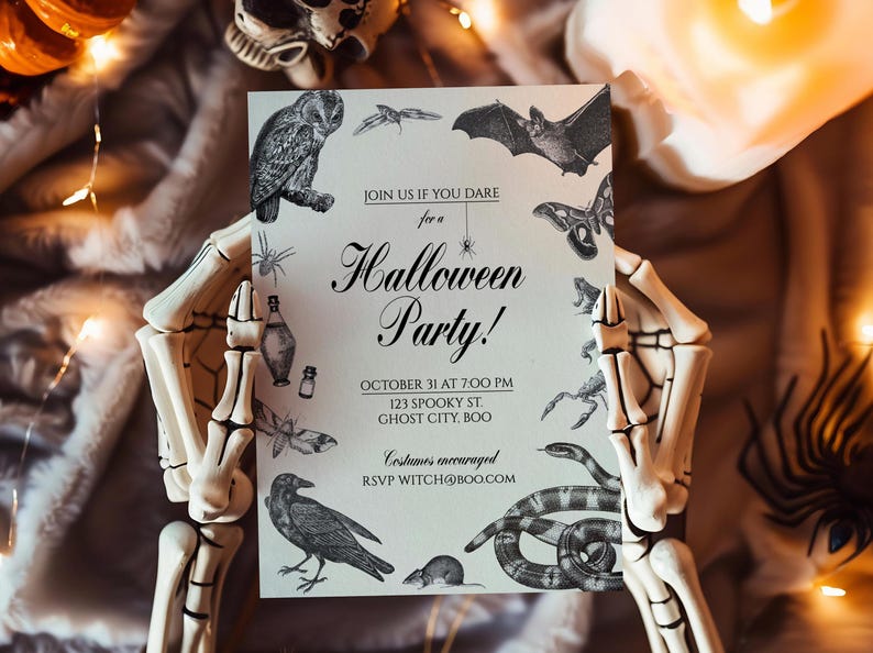 Halloween Party Invitation Template Digital Adult Halloween Invite ...