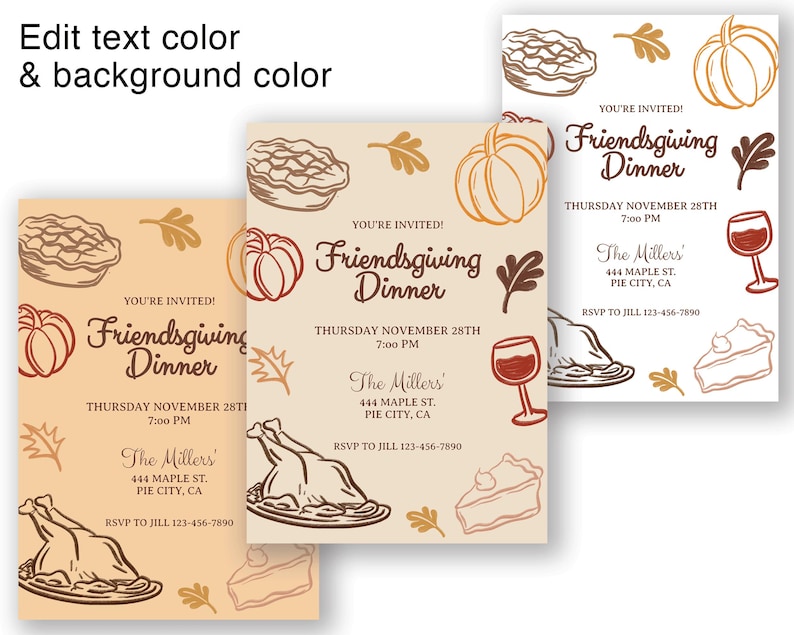 Thanksgiving Invitation Template, Friendsgiving Invitation, Menu ...