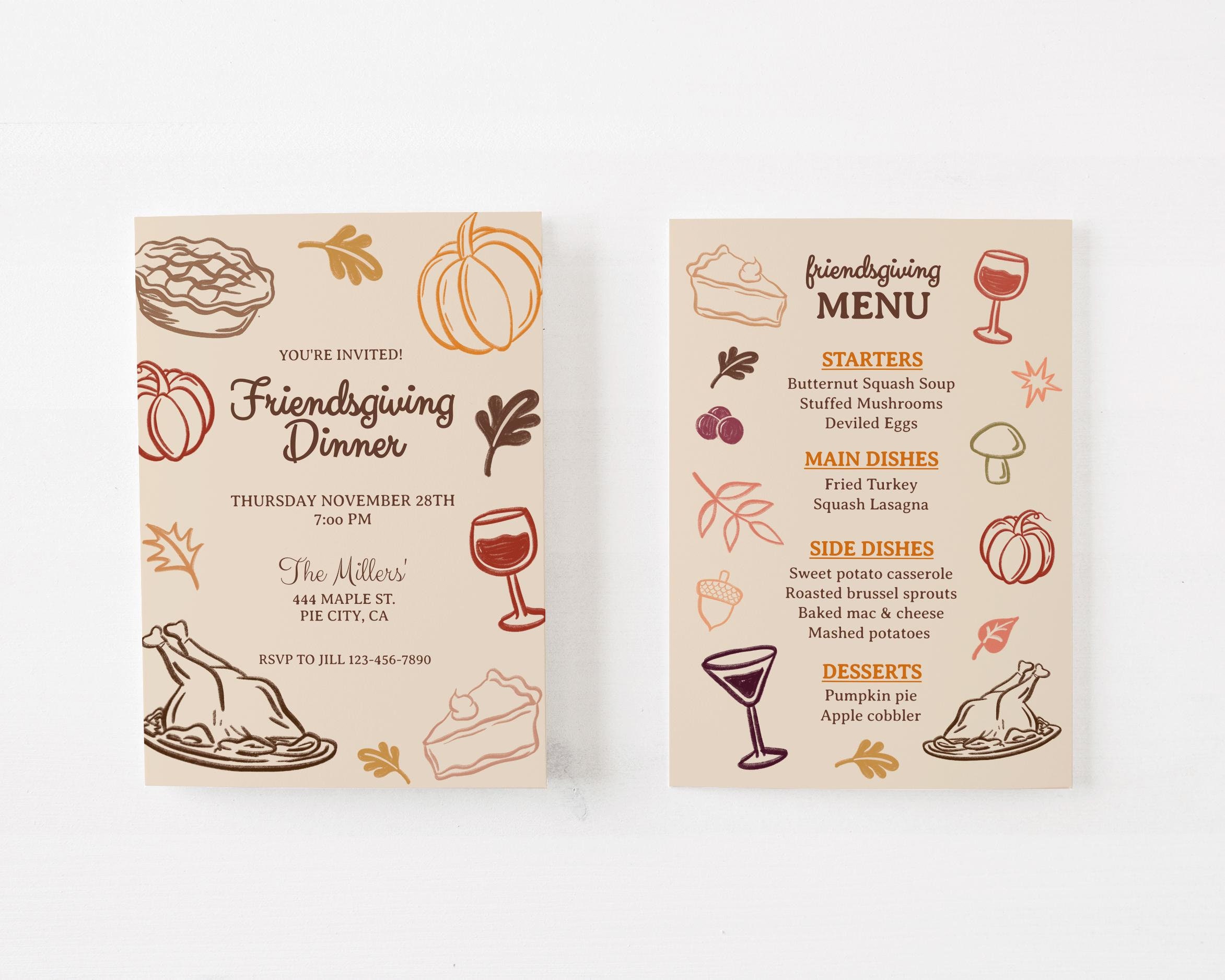 Thanksgiving Invitation Template, Friendsgiving Invitation, Menu ...